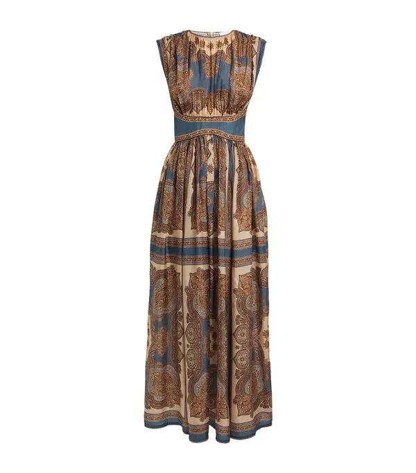 Zimmermann Silk Mahon Printed Maxi Dress - Navy