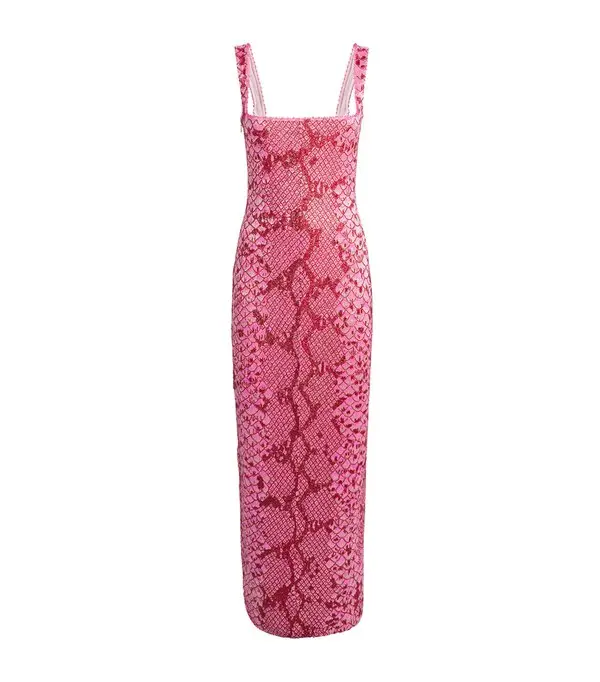 CLIO PEPPIATT Snake Medusa Midi Dress - Red