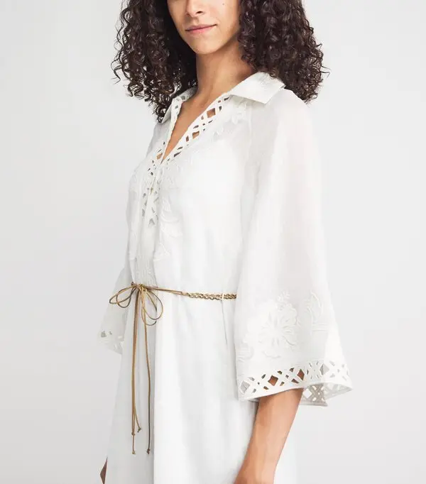 Zimmermann Ramie Embroidered Indra Midi Dress