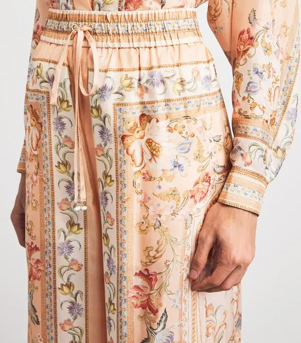 Zimmermann Silk Roselight Drawstring Trousers