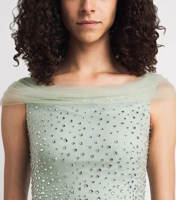 Jenny Packham Tulle Embellished Shayla Gown - Green