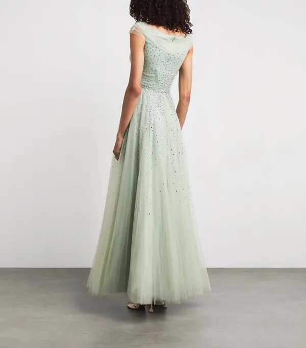 Jenny Packham Tulle Embellished Shayla Gown - Green