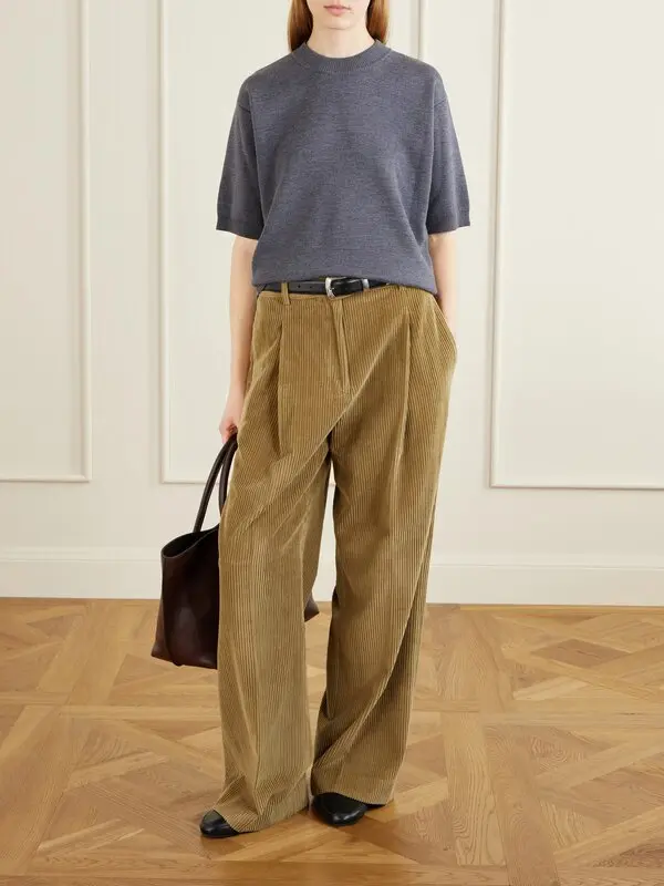RÓHE Cotton-corduroy Wide-leg Trousers - Neutrals