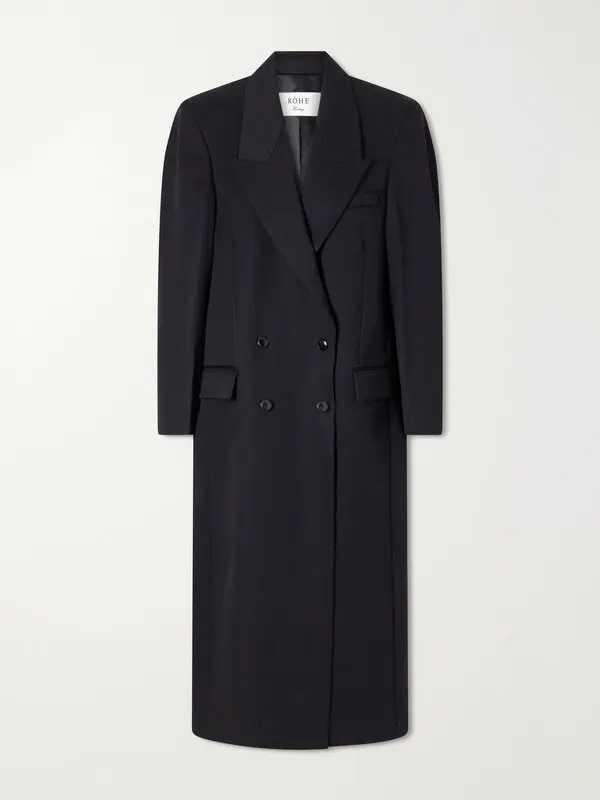 RÓHE Double-breasted Wool Coat - Blue
