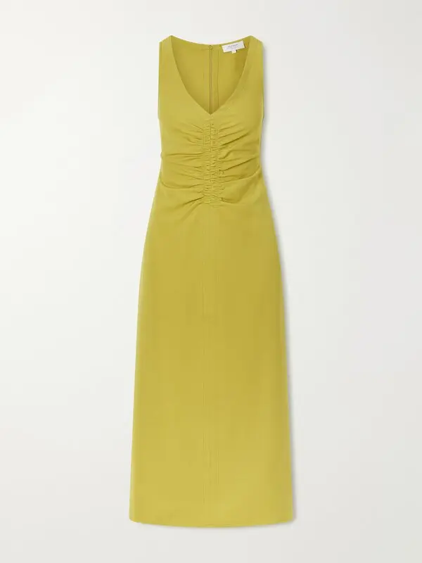LA LIGNE Noemi Gathered Recycled-crepe Midi Dress - Green