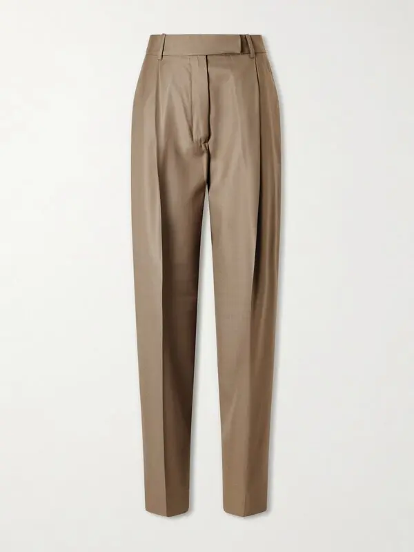 RÓHE Daria Virgin Wool Tapered Pants - Brown
