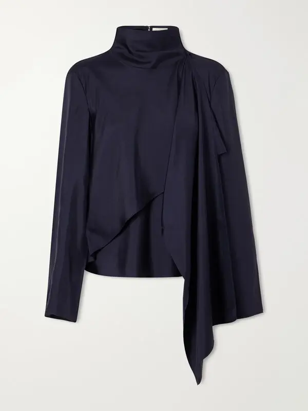 RÓHE Scarf-detailed Silk-satin Blouse - Blue