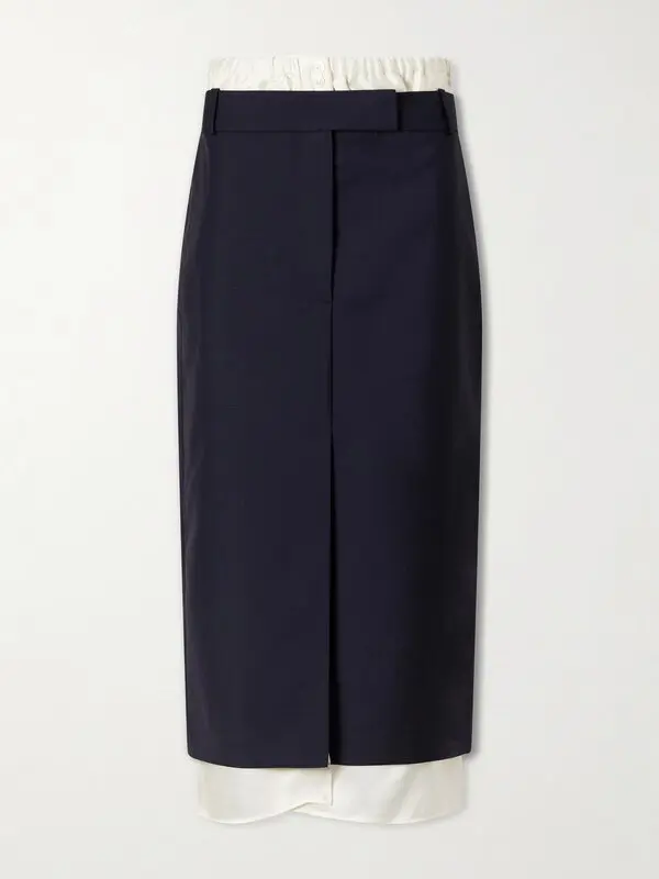 RÓHE Ruched Wool And Mohair-blend Midi Skirt - Blue
