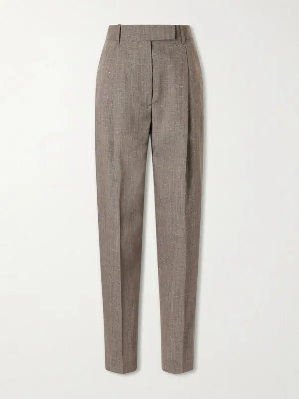 RÓHE Daria Wool-blend Tapered Pants - Brown
