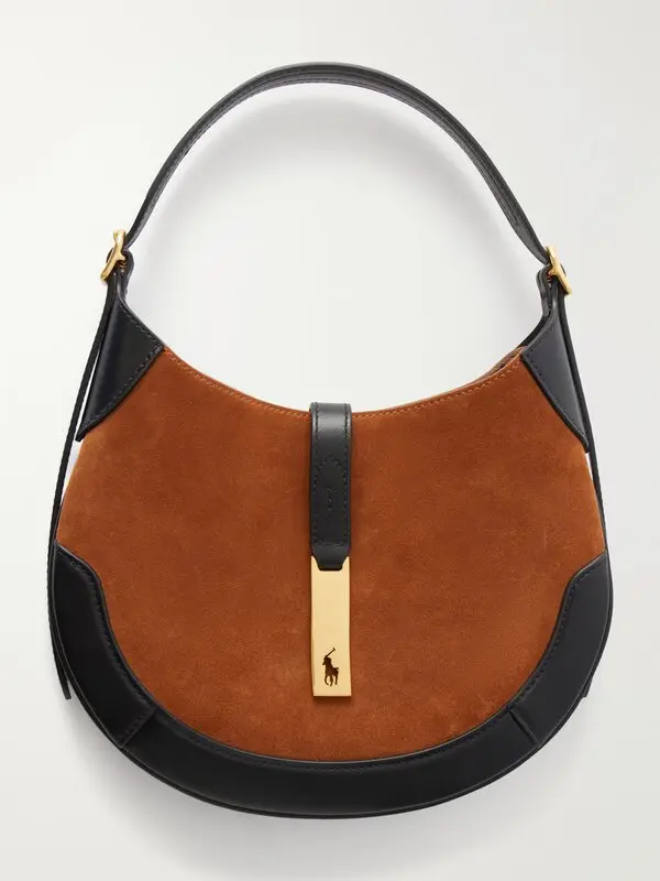 Polo Ralph Lauren Leather-trimmed Suede Shoulder Bag - Brown