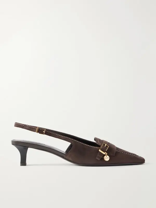 TOD'S 40 Logo-detailed Suede Pumps - Brown