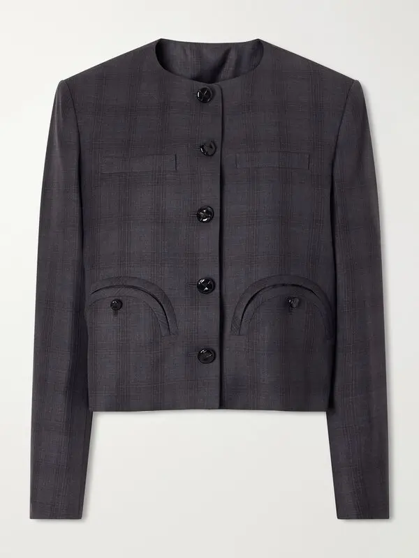 BLAZÉ MILANO Shamo Cropped Prince Of Wales Wool Bolero - Gray