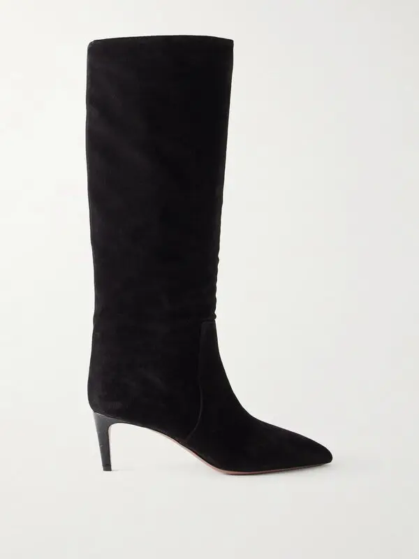 Paris Texas Stiletto 60 Suede Knee Boots - Black