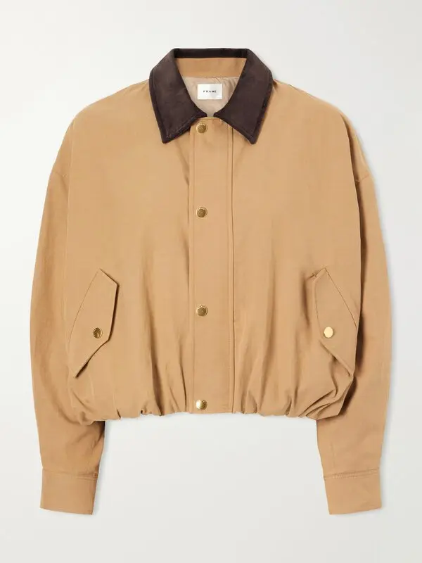 FRAME Leather-trimmed Cotton And Tencel™ Lyocell-blend Jacket - Brown