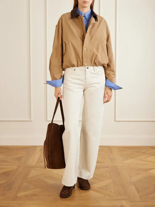 FRAME Leather-trimmed Cotton And Tencel™ Lyocell-blend Jacket