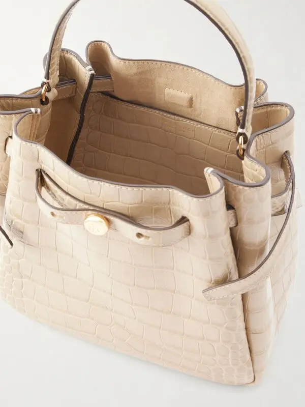 Tory Burch Croc-effect Logo-embellished Leather Shoulder Bag - Brown