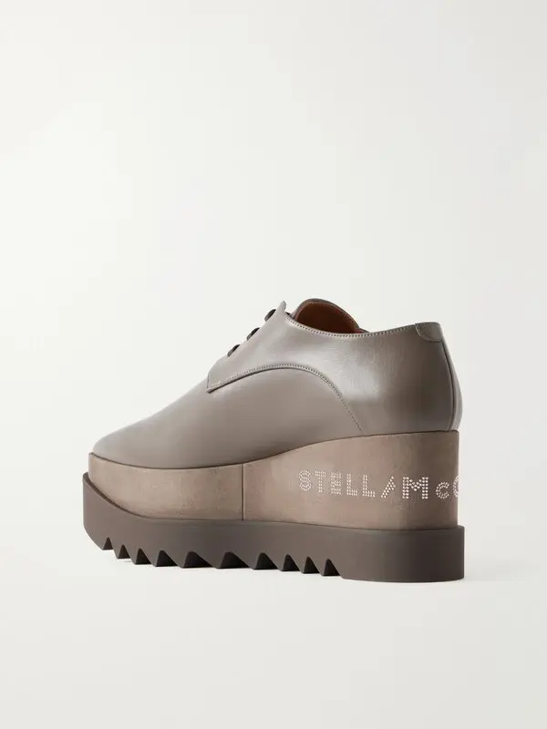 Stella McCartney Elyse Logo-embellished Vegan Leather Platform Pumps