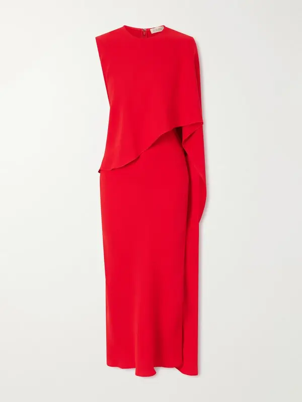 HEIRLOME Clementine Draped Silk-crepe Maxi Dress - Red
