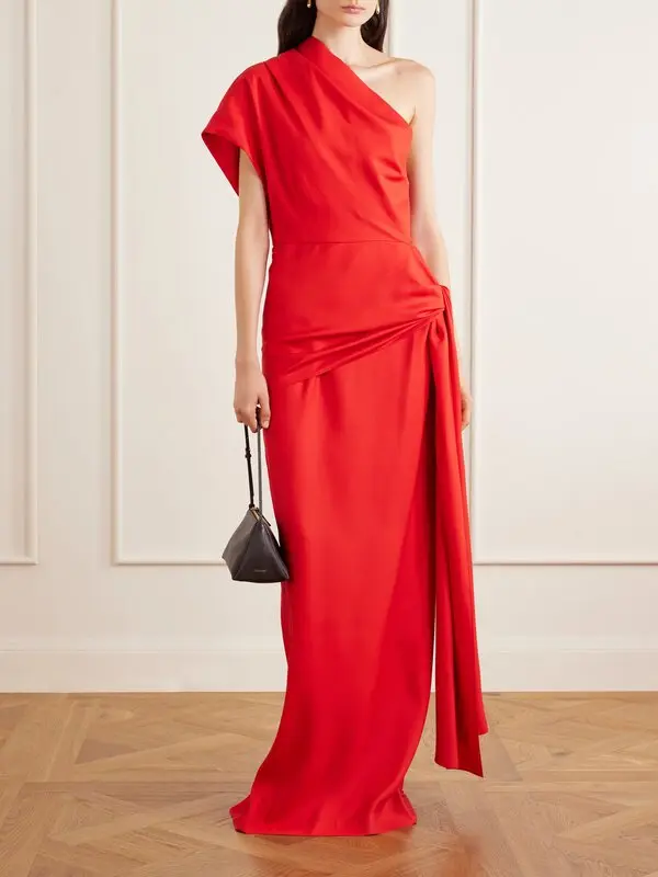 HEIRLOME Helena One-shoulder Silk-twill Maxi Dress