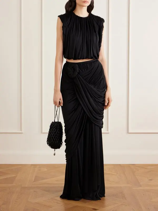 HEIRLOME Effie Gathered Silk-jersey Tank - Black