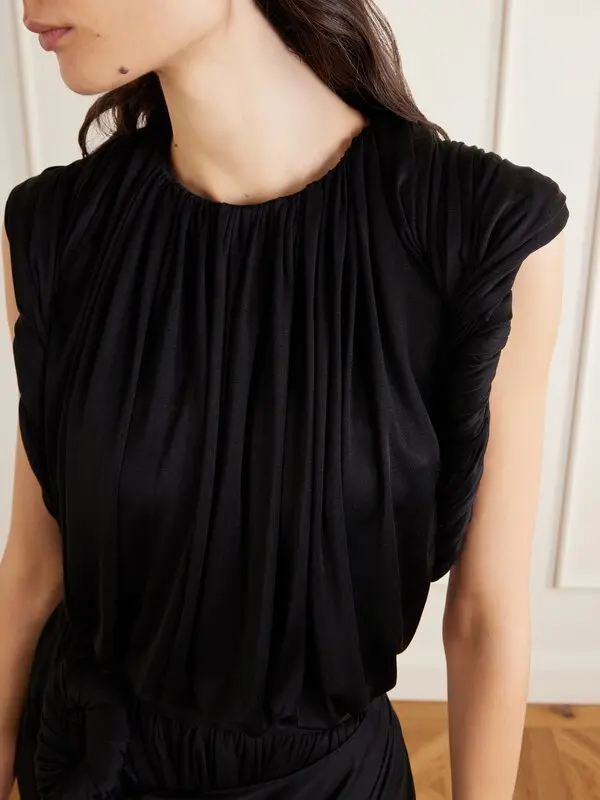 HEIRLOME Effie Gathered Silk-jersey Tank - Black