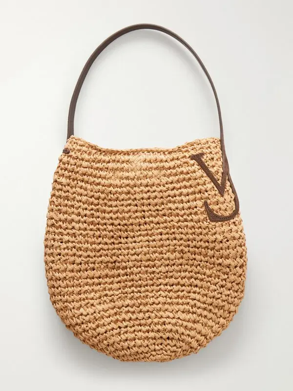 JW Anderson Bulb Leather-trimmed Raffia Shoulder Bag - Brown