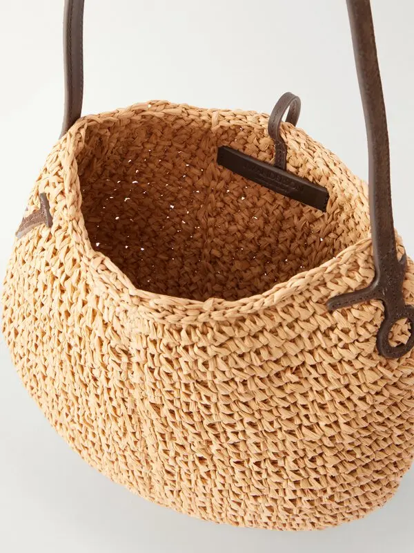 JW Anderson Bulb Leather-trimmed Raffia Shoulder Bag - Brown