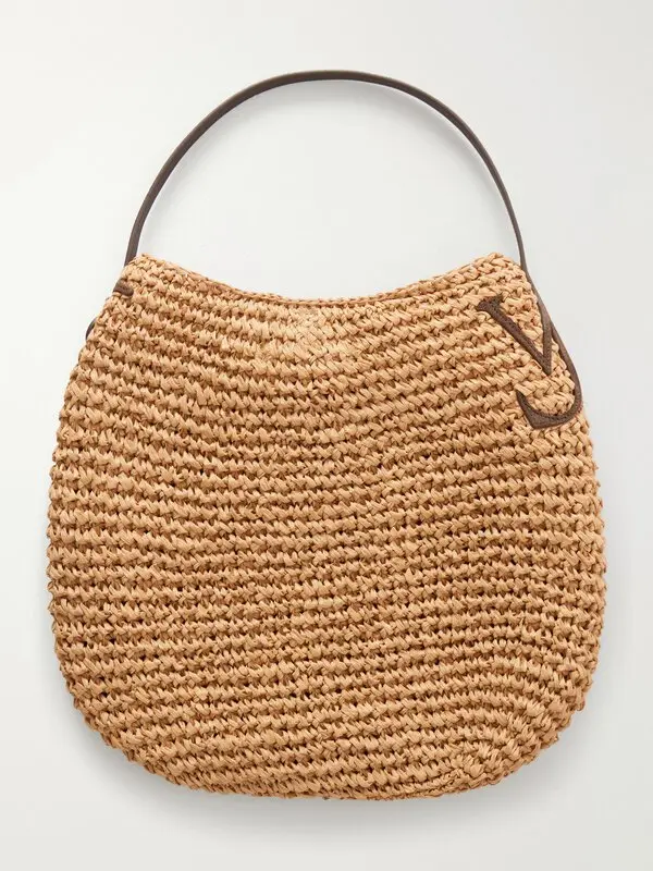 JW Anderson Bulb Large Suede-trimmed Raffia Tote - Brown