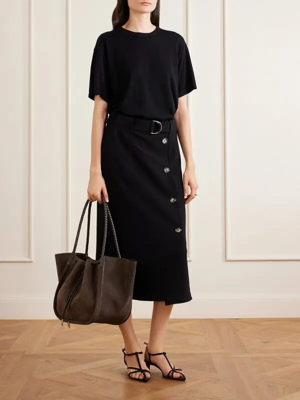 Proenza Schouler Ruched Suede Tote With Leather Trim - Gray