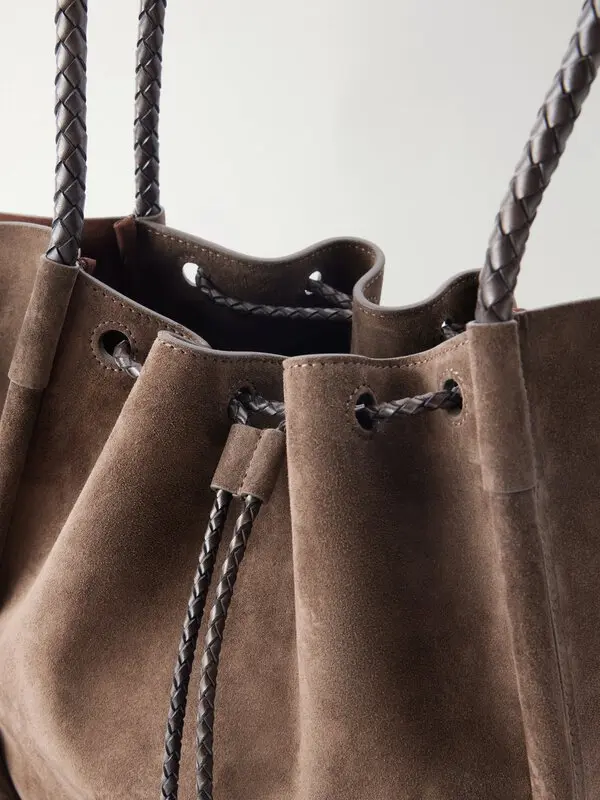 Proenza Schouler Ruched Suede Tote With Leather Trim - Gray