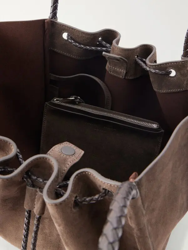 Proenza Schouler Ruched Suede Tote With Leather Trim - Gray
