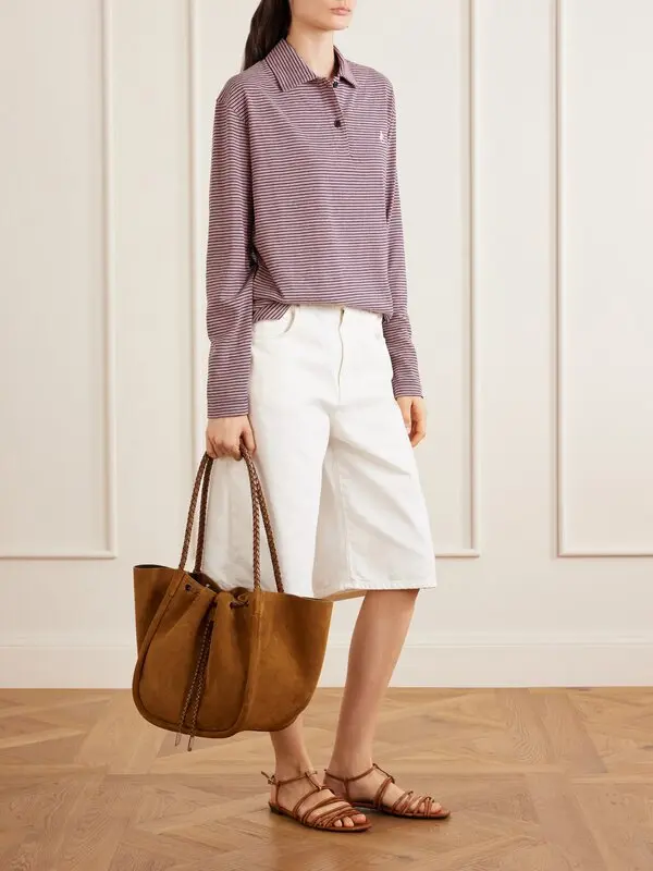 Proenza Schouler Large Suede Tote With Leather Trim - Brown