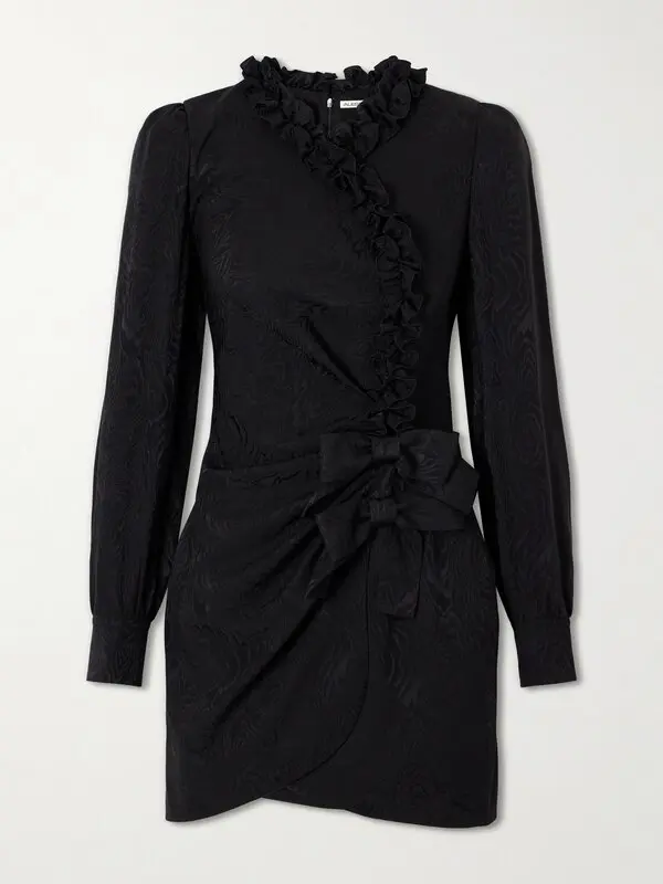 Alessandra Rich Ruffled Silk-jacquard Mini Dress - Black