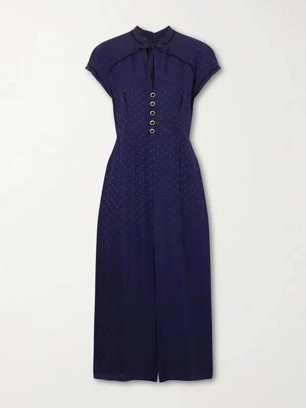 Alessandra Rich Silk Jacquard Midi Dress - Blue