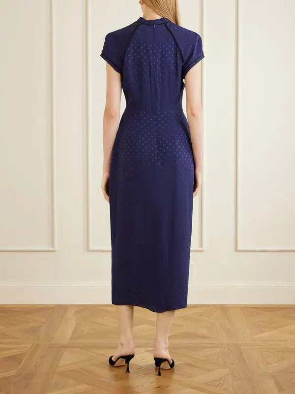 Alessandra Rich Silk Jacquard Star Motif Midi Dress