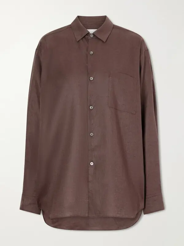 SSSTEIN Oversized Linen Shirt - Brown