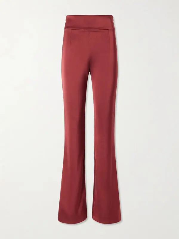 Galvan Satin Flared Pants - Red