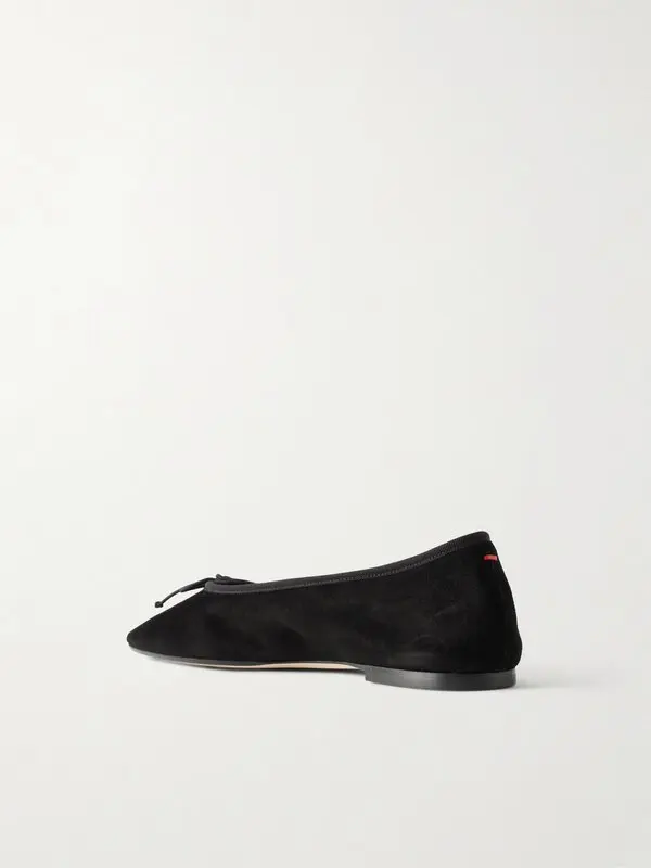 AeydĒ Tiby Suede Ballet Flats With Bow Detailing - Black