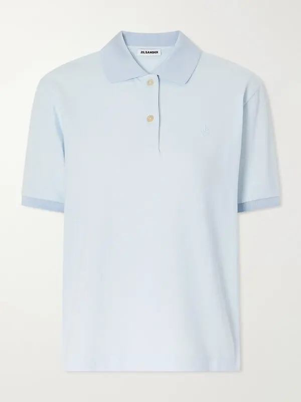 JIL SANDER Logo-embroidered Cotton-piqué Polo Shirt - Blue