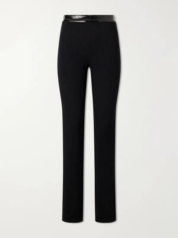 COURREGES Ribbed Flared Vinyl Pants - Black