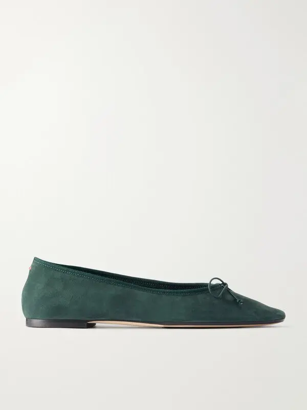 AeydĒ Tiby Bow-detail Suede Ballet Flats - Green