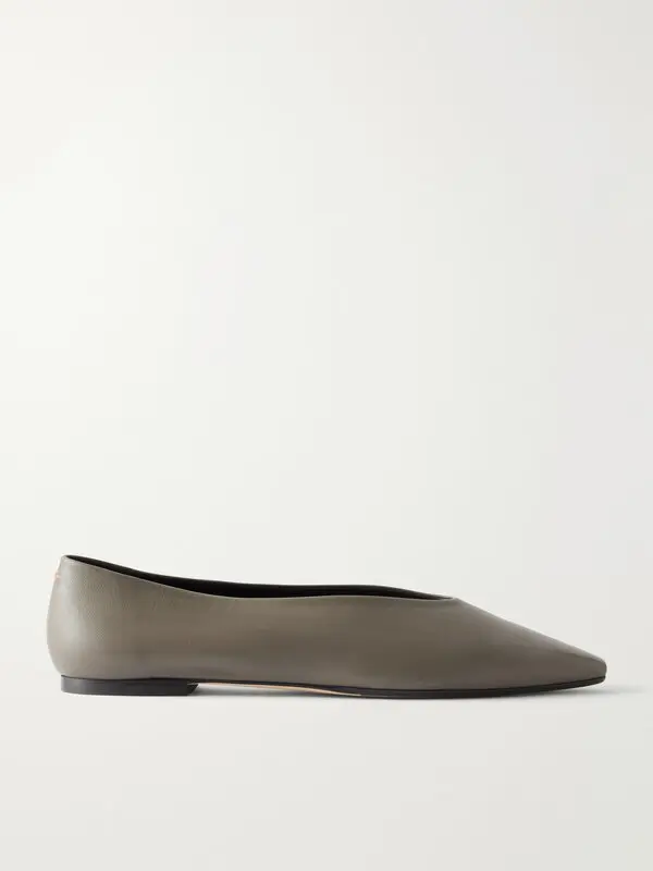 AeydĒ Betty Leather Ballet Flats - Gray