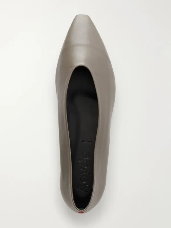AeydĒ Betty Leather Ballet Flats - Gray