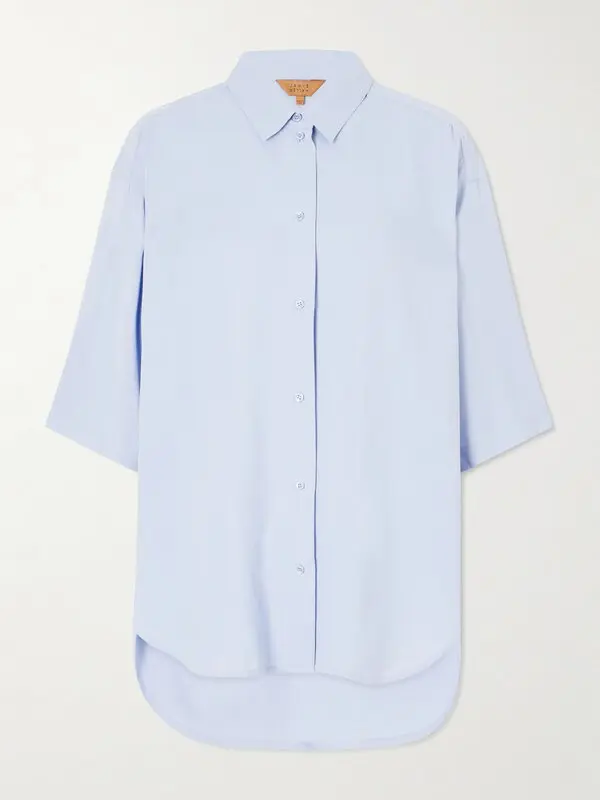 JAMIE HALLER Elbow Silk Shirt - Blue