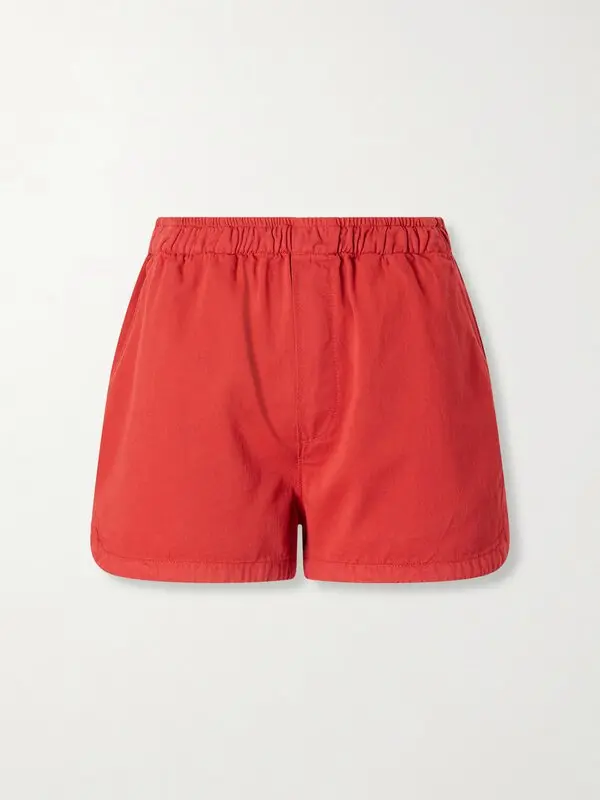 JAMIE HALLER Track Cotton-twill Shorts - Red