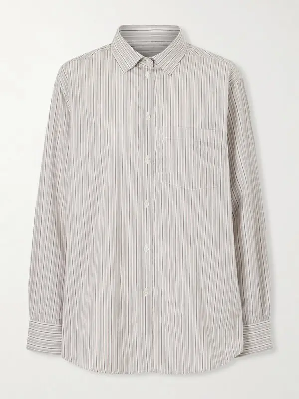 RÓHE Striped Cotton-poplin Shirt - Gray