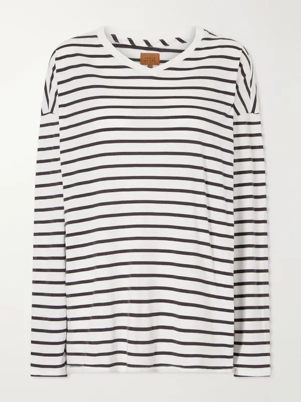 JAMIE HALLER The High Striped Cotton T-shirt - Blue