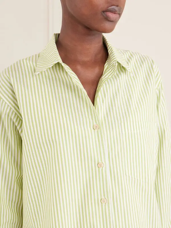 JAMIE HALLER Weekend Striped Cotton Shirt
