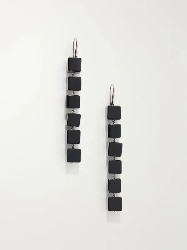 Le Sundial Tina Sterling Silver Onyx Earrings - Black