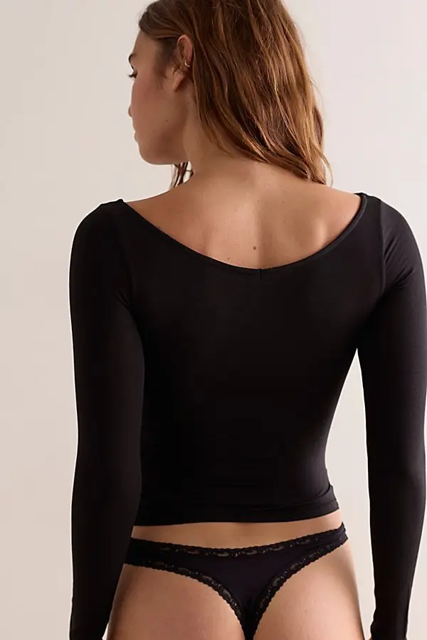 INTIMATELY That's A Wrap Long Sleeve Top - Black